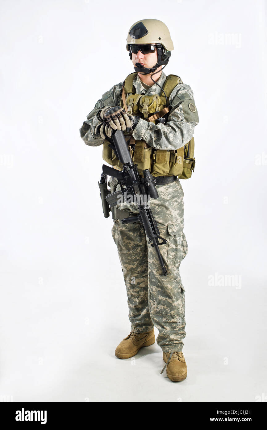 SWAT Team Officer on white isolated background Stock Photo - Alamy