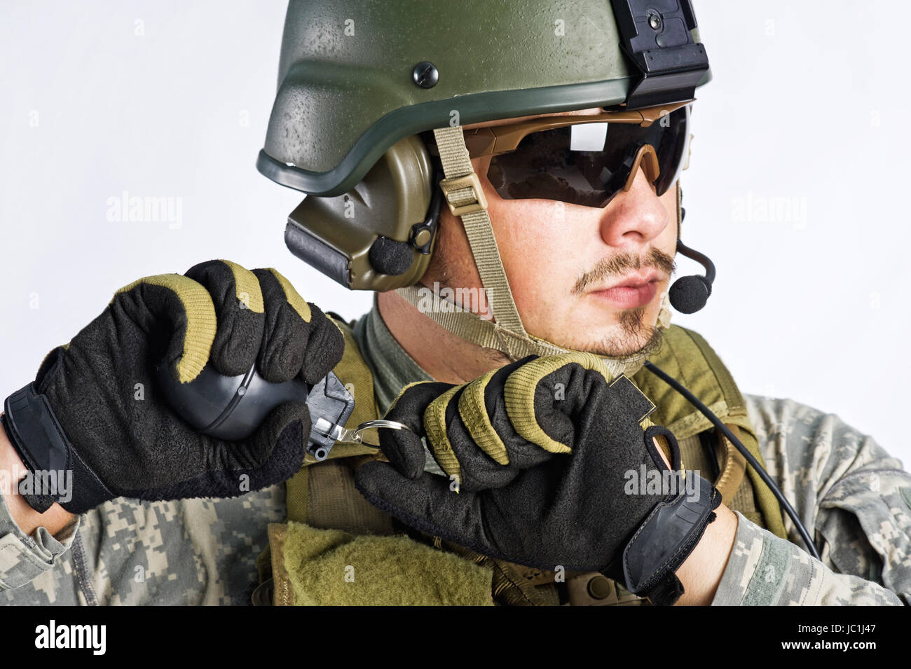 SWAT Team Officer on white isolated background Stock Photo - Alamy