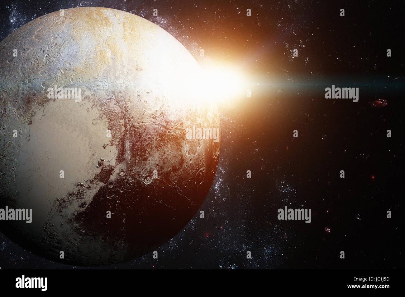 Solar System - Pluto. It is a dwarf planet in the Kuiper belt, a ring ...