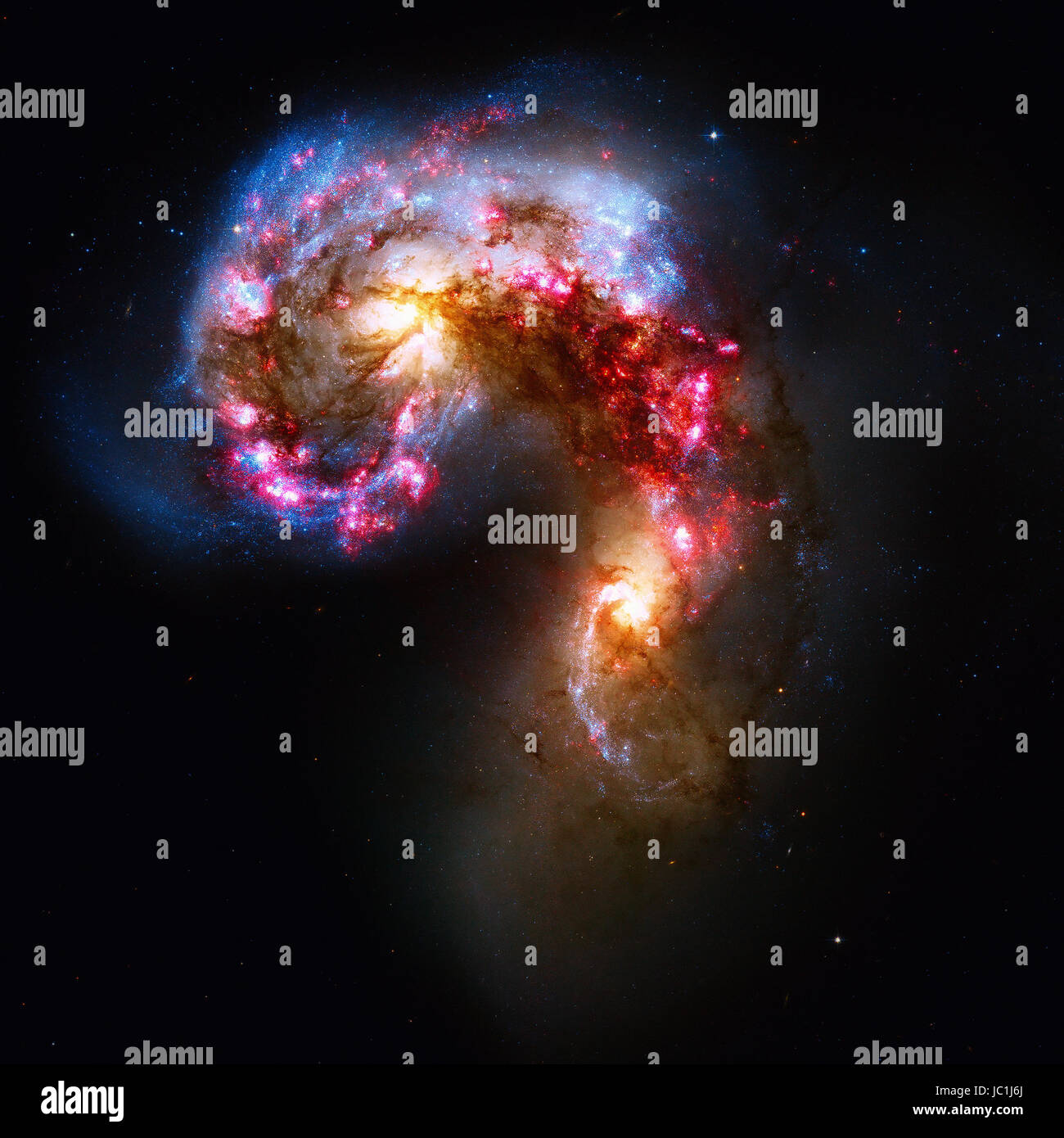Antennae galaxies in the constellation corvus hi-res stock photography ...