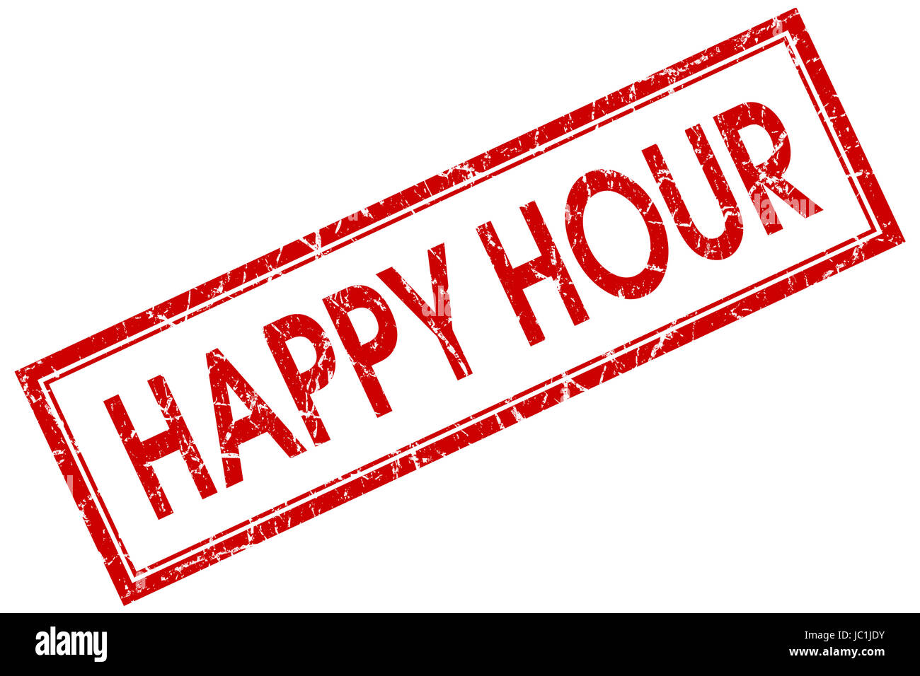 Happy hour red square grungy stamp isolated on white background Stock ...