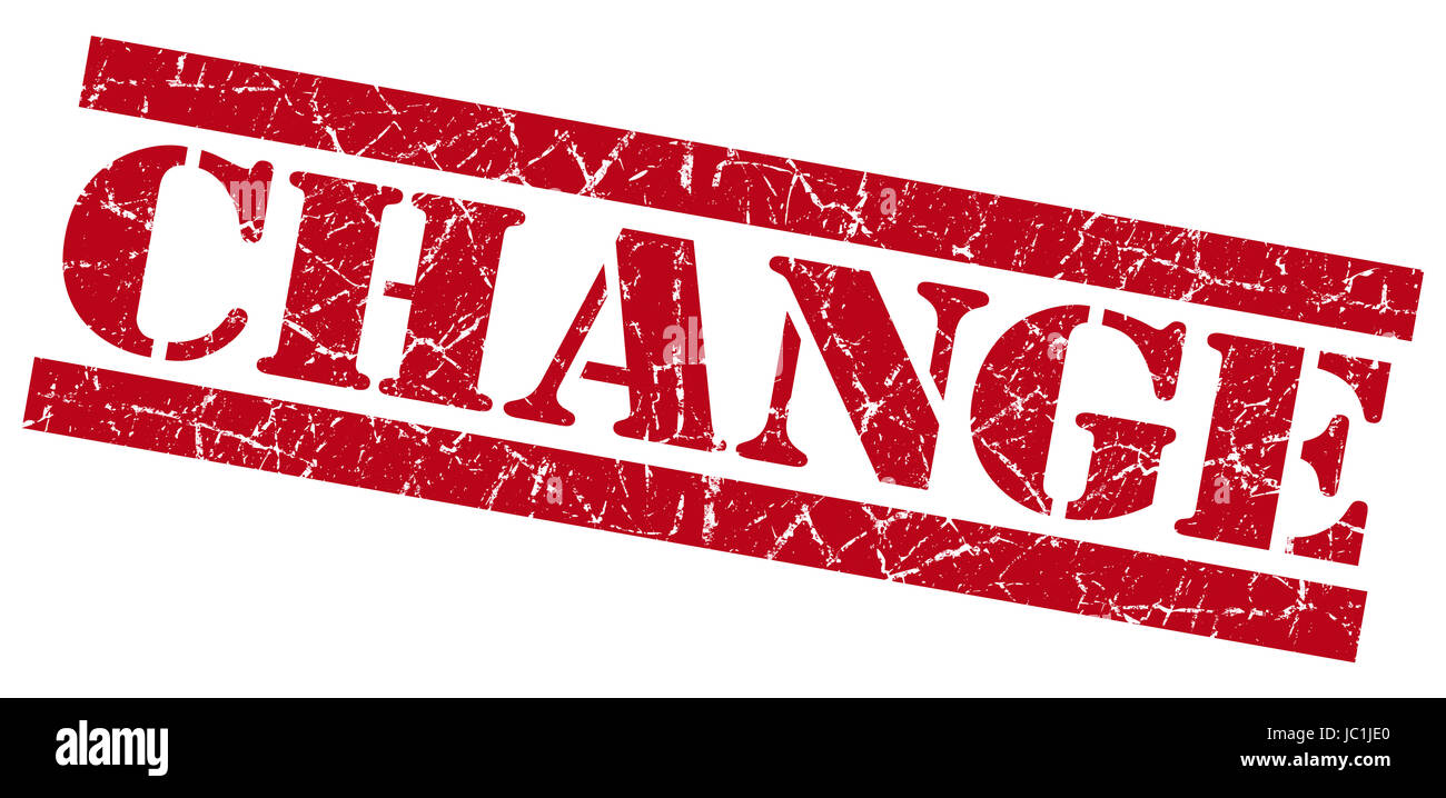 Change red square grunge textured stamp isolated on white Stock Photo ...