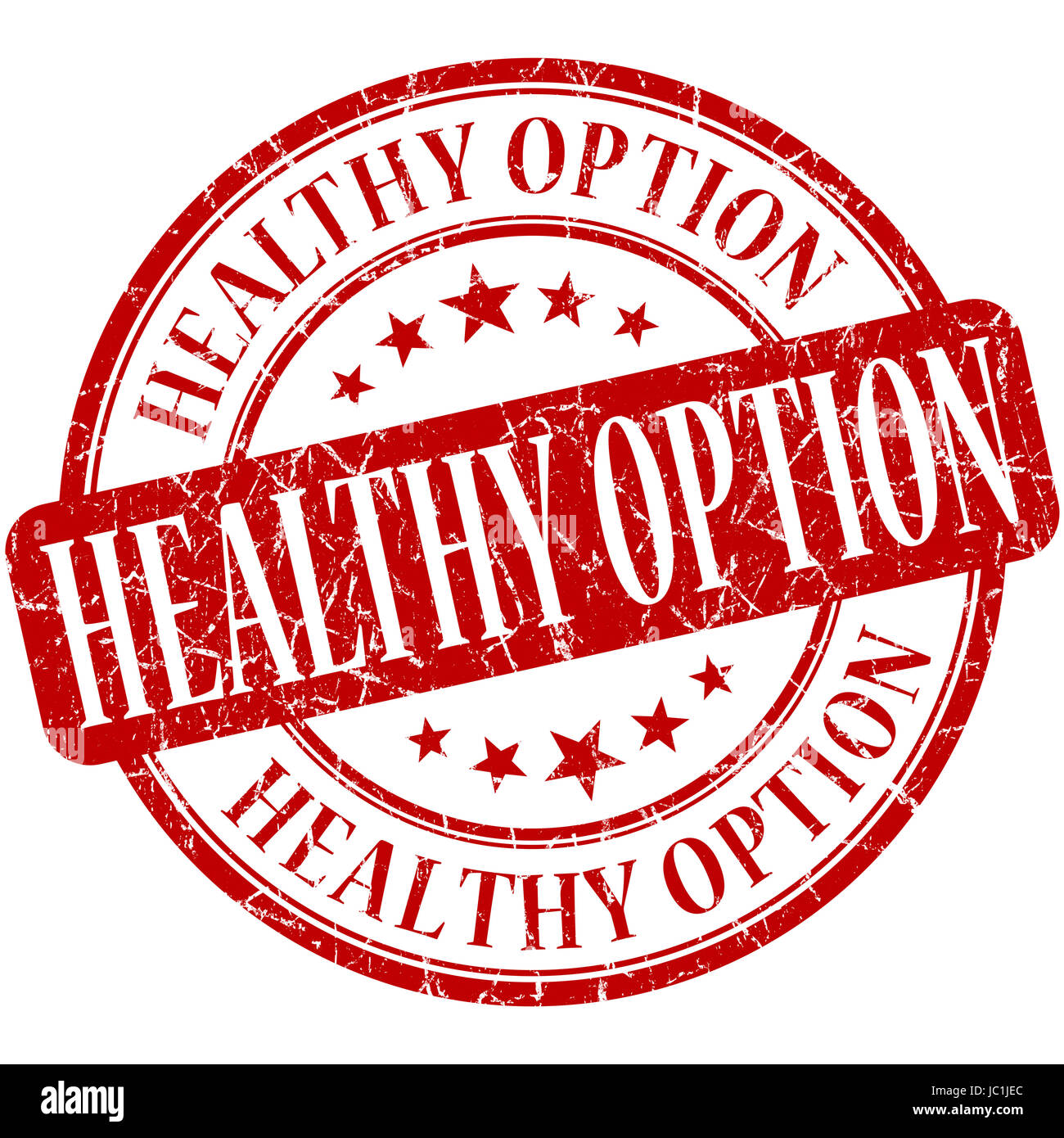 Healthy option red round grungy vintage rubber stamp Stock Photo - Alamy