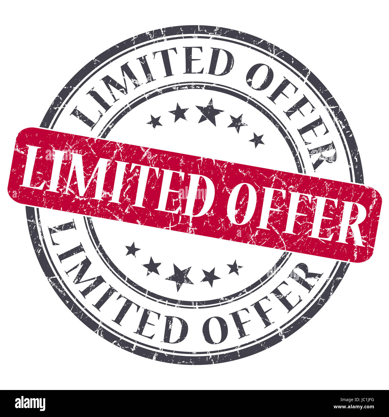 limited offer red round grungy stamp isolated on white background Stock ...