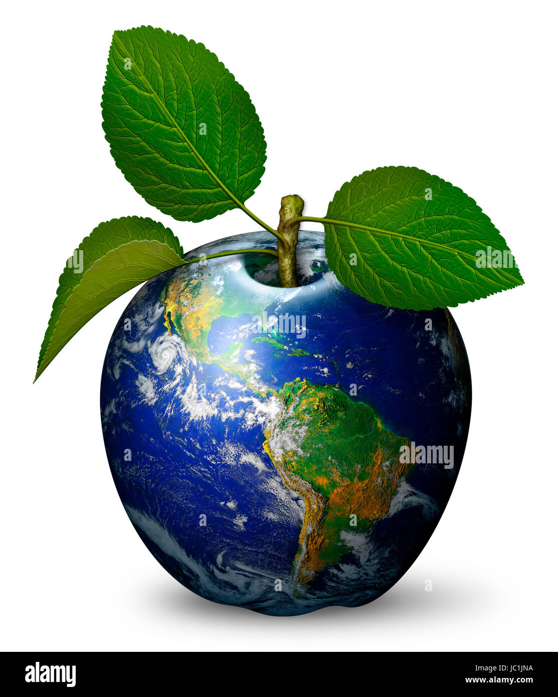 Digital illustration of earth as an apple Stock Photo - Alamy