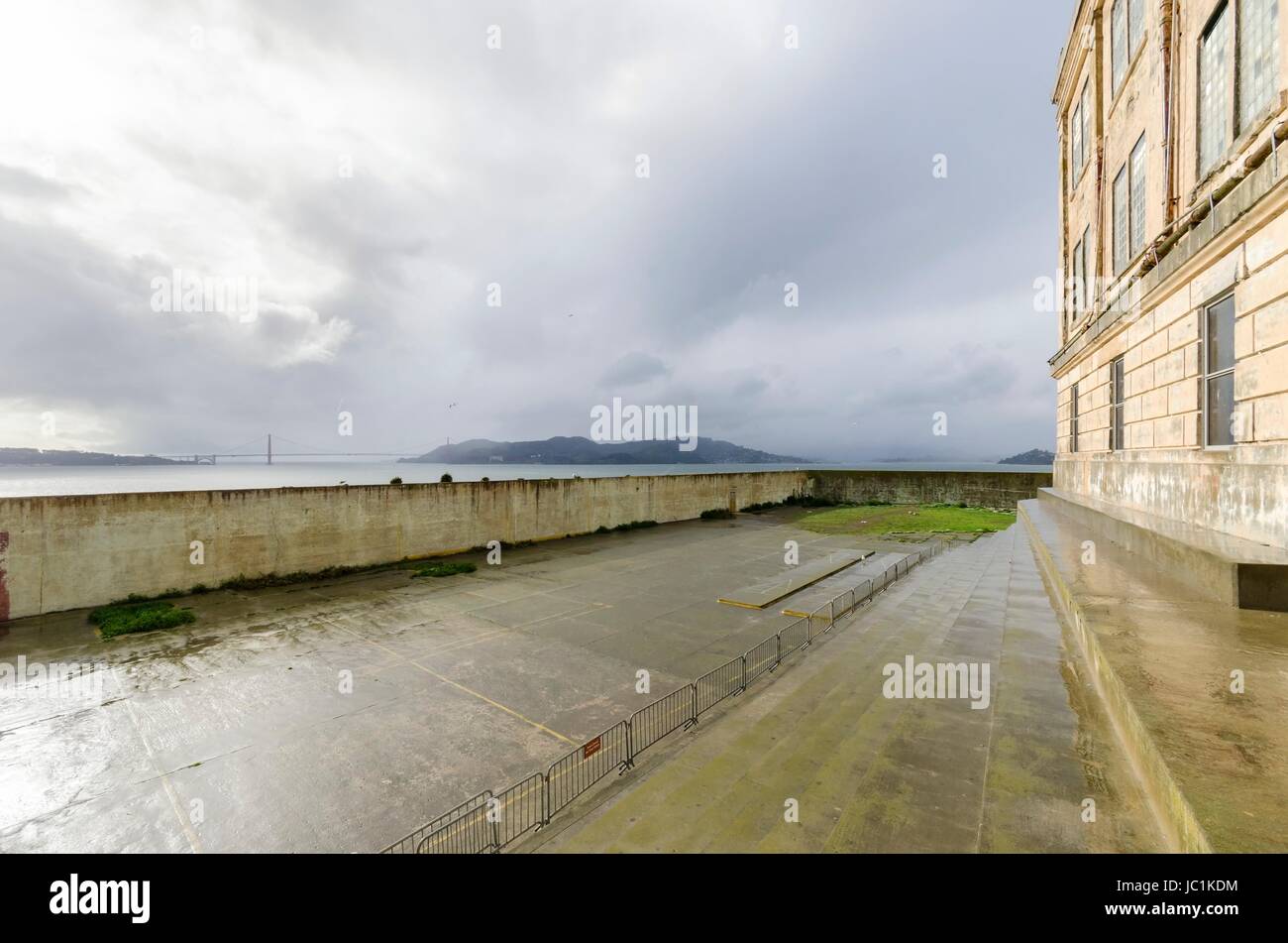 The Recreation Yard on Alcatraz Penitentiary island, now a museum, in ...
