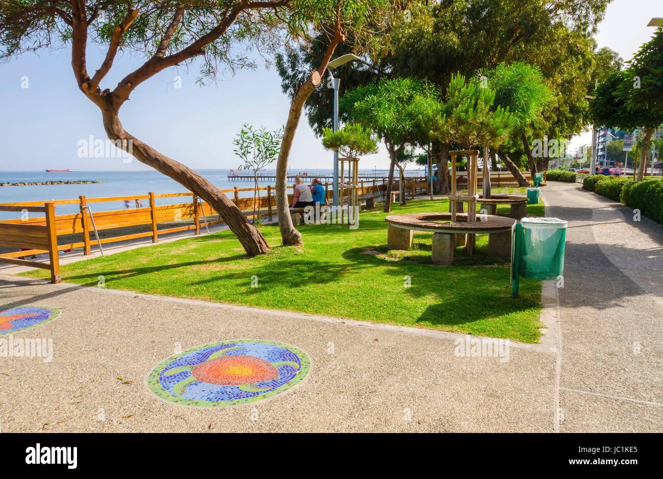 A summer view of the beach front in Limassol city in Cyprus in Neapoli ...