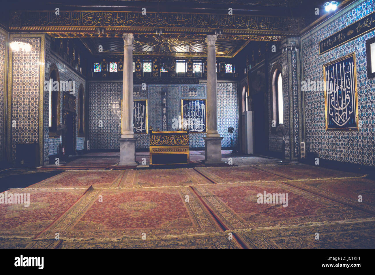 cairo, egypt, may 6, 2017: view inside mosque of muhammad ali at manial ...