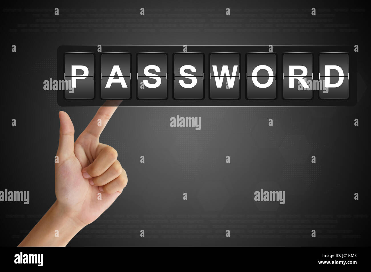 hand clicking password on Flip Board Display Stock Photo - Alamy
