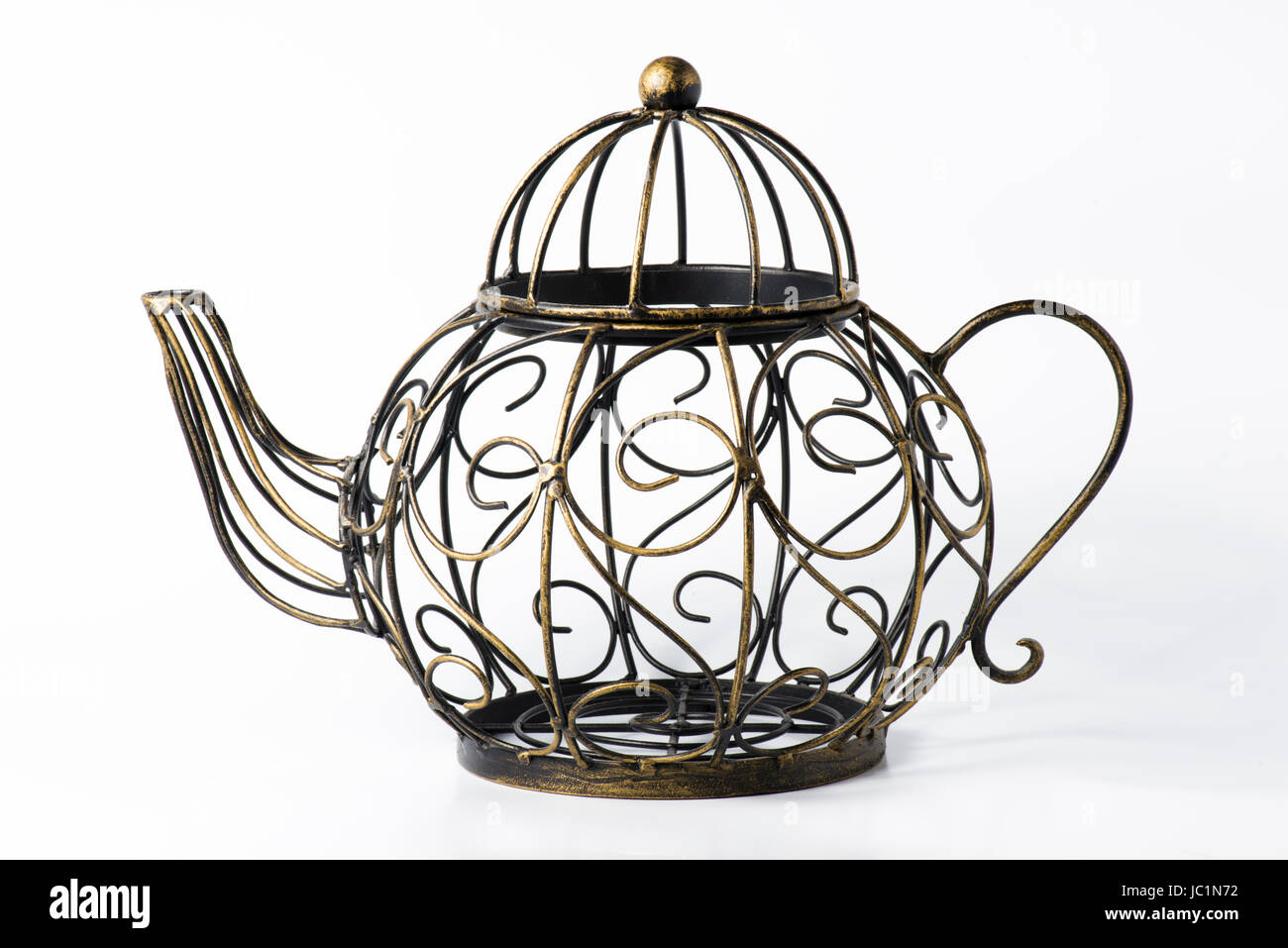 Metal wireframe teapot on white for decoration Stock Photo - Alamy