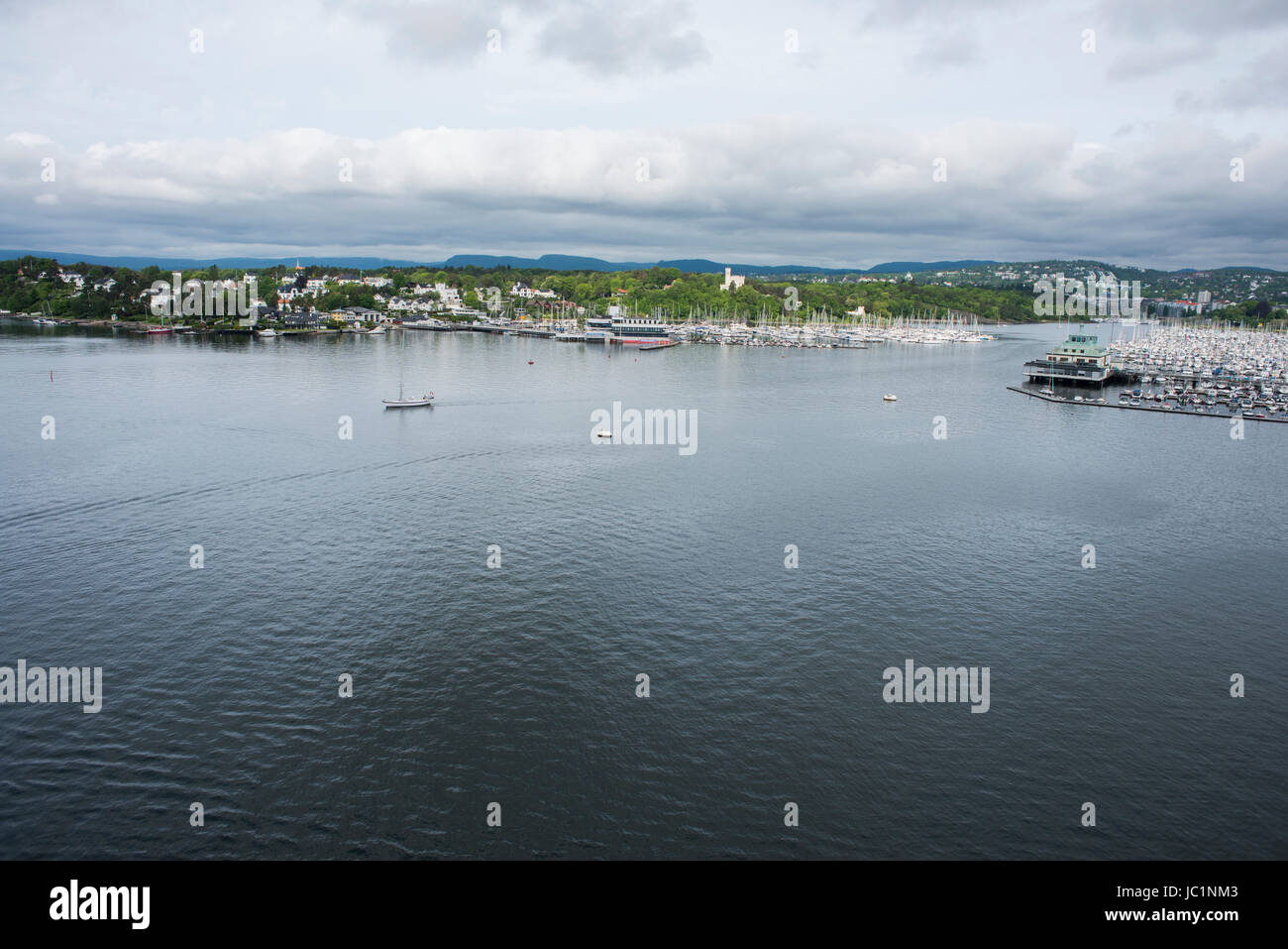 Sail boat in Oslo bay Stock Photo - Alamy