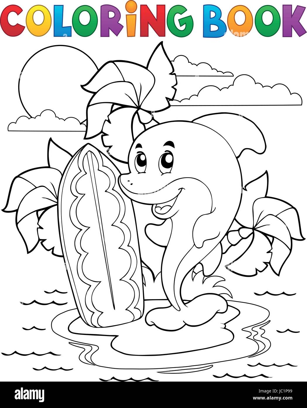 Coloring book dolphin theme 3 - eps10 vector illustration Stock Vector ...