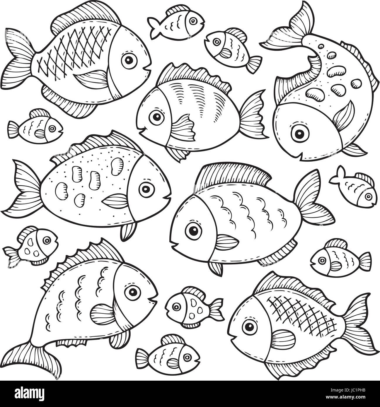 Fish drawings theme image 1 - eps10 vector illustration Stock Vector ...