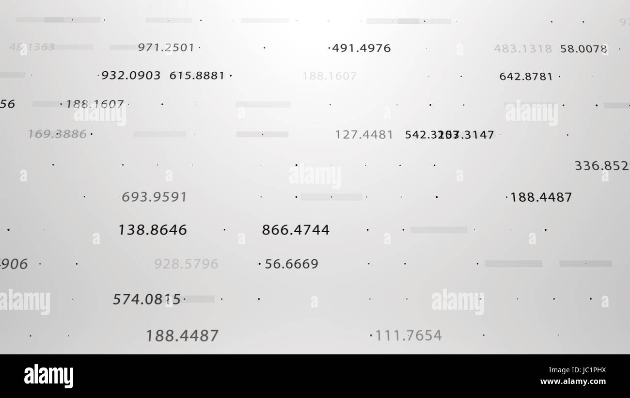 Abstract background with growing charts and flowing counters of numbers ...