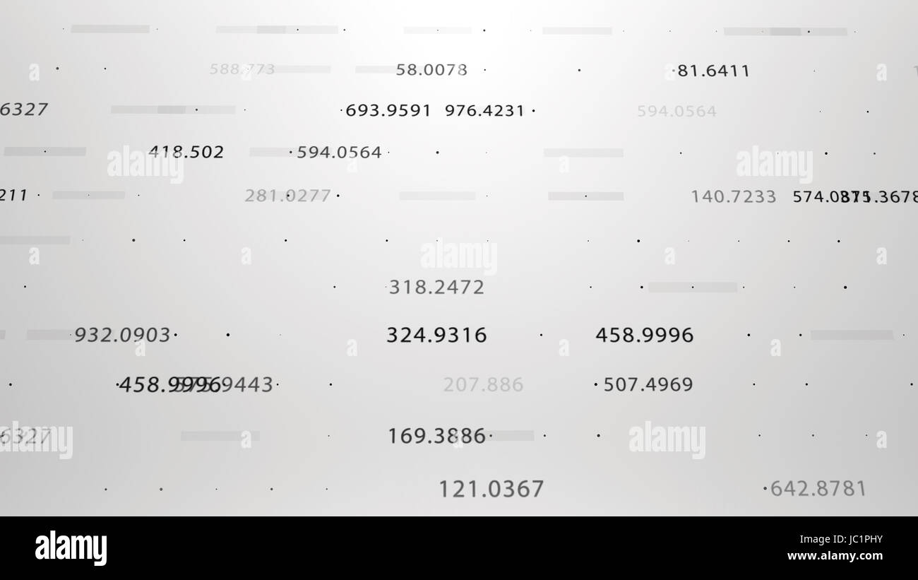 Abstract background with growing charts and flowing counters of numbers ...