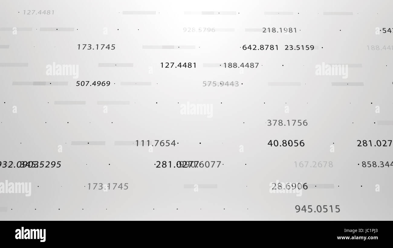 Abstract background with growing charts and flowing counters of numbers ...