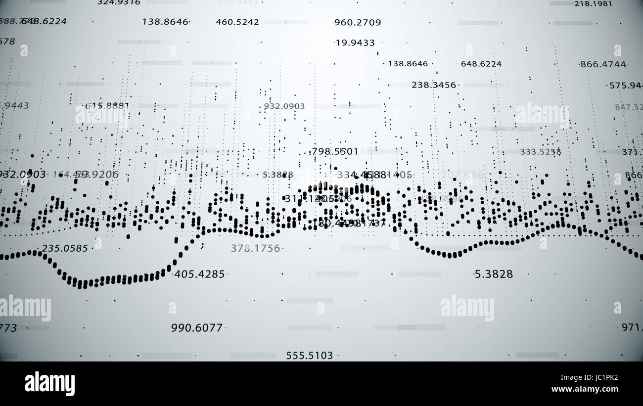 Abstract background with growing charts and flowing counters of numbers ...