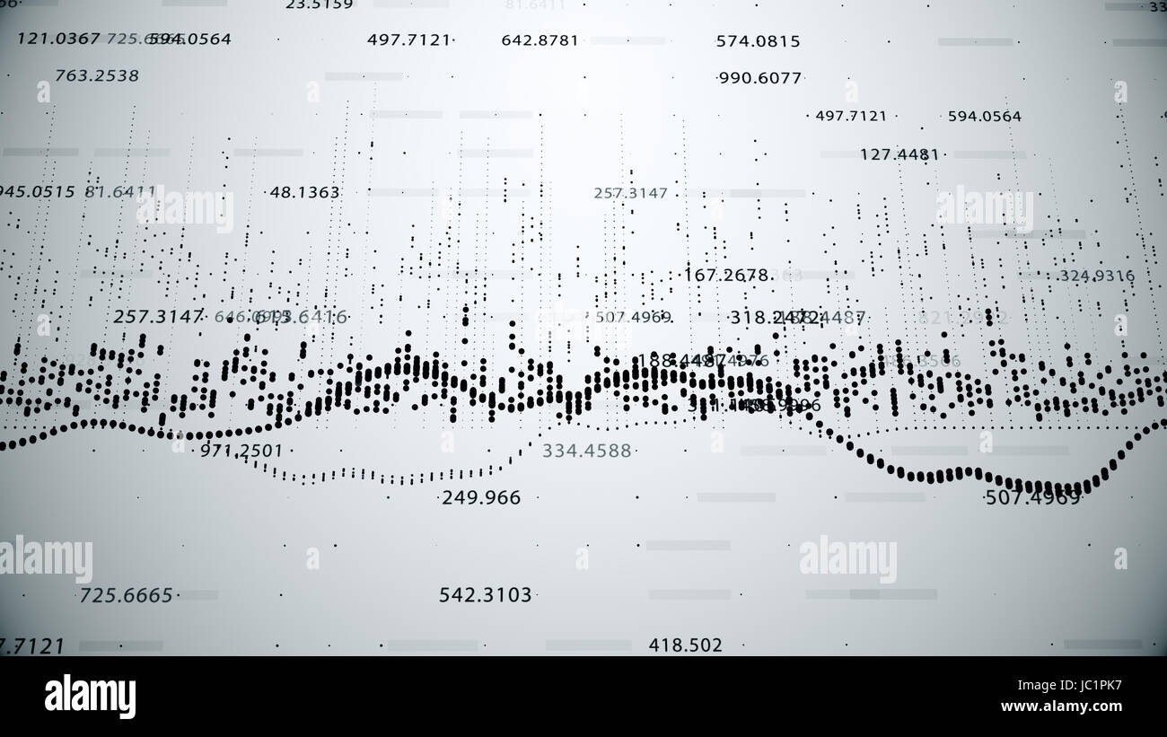 Abstract background with growing charts and flowing counters of numbers ...