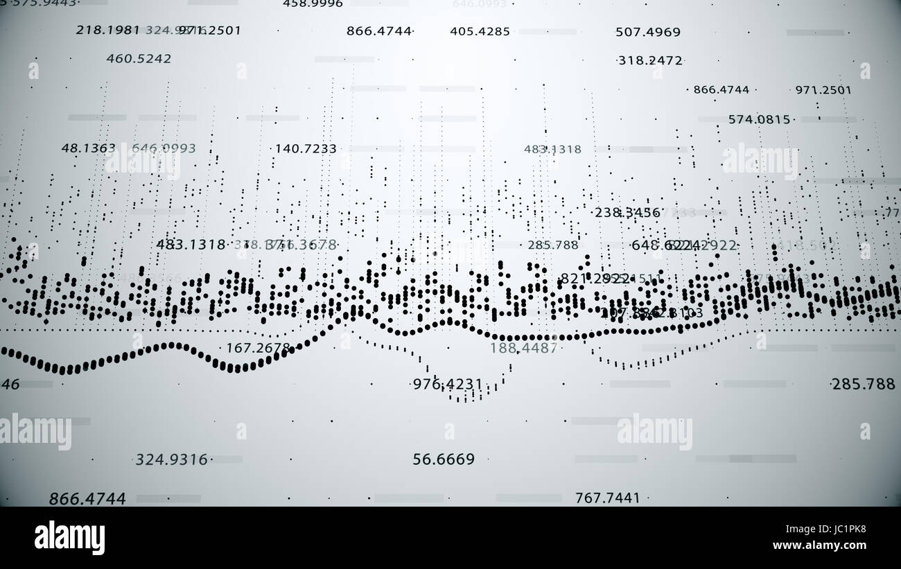 Abstract background with growing charts and flowing counters of numbers ...