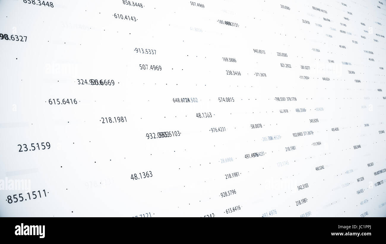 Abstract background with growing charts and flowing counters of numbers ...