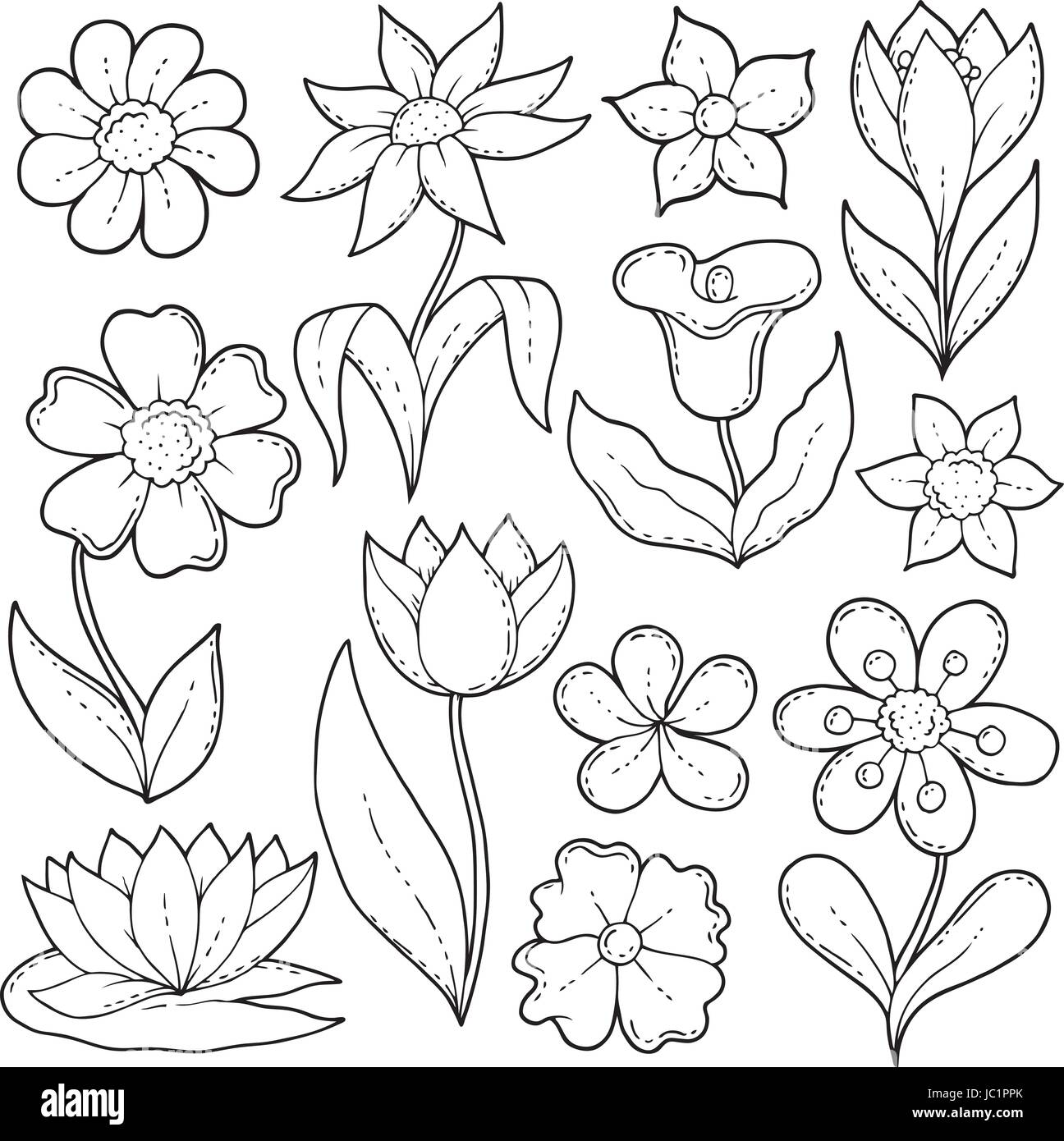 Flower drawings thematic set 1 - eps10 vector illustration Stock Vector ...