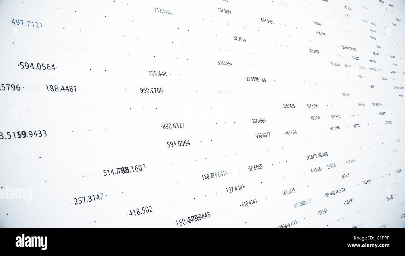 Abstract background with growing charts and flowing counters of numbers ...