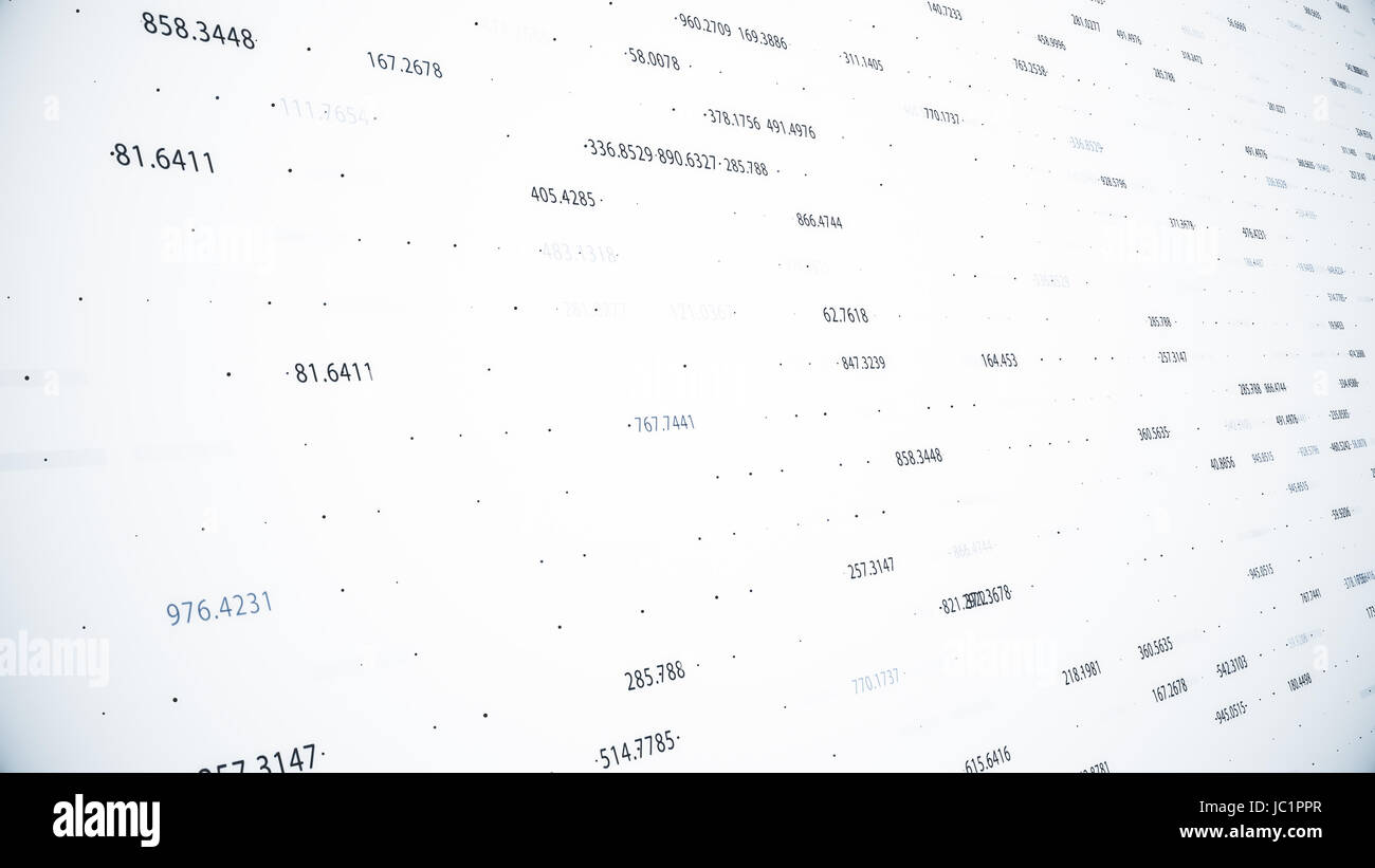 Abstract background with growing charts and flowing counters of numbers ...