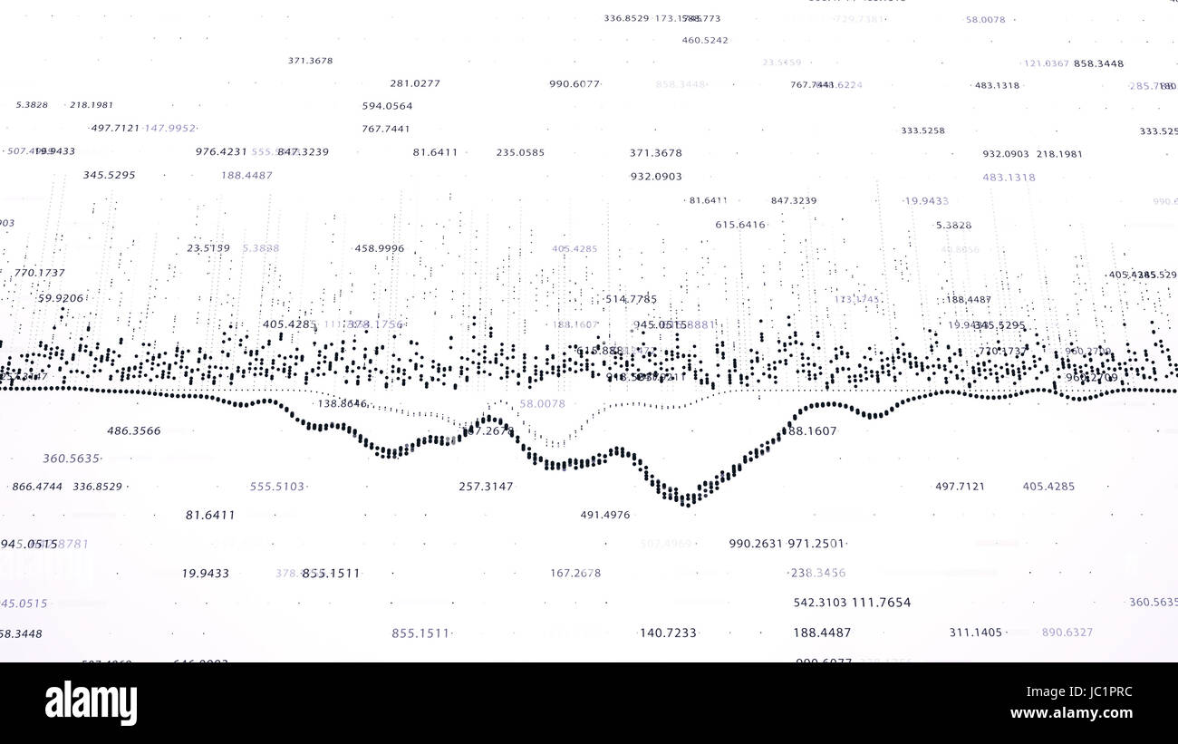 Abstract background with growing charts and flowing counters of numbers ...
