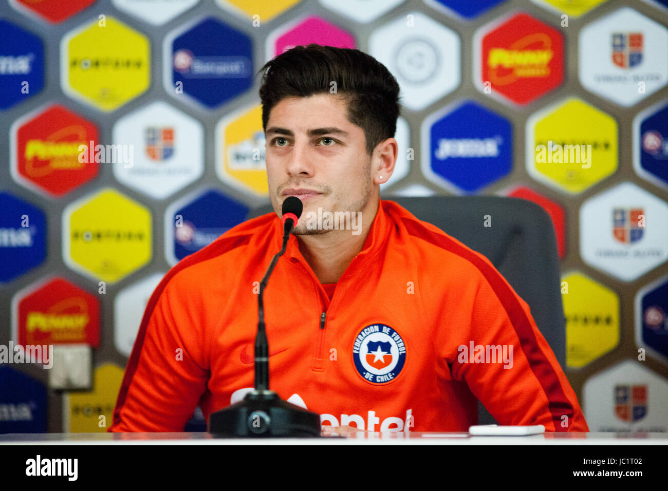 Ángelo Nicolás Sagal, Chile national team player speaks at a press ...