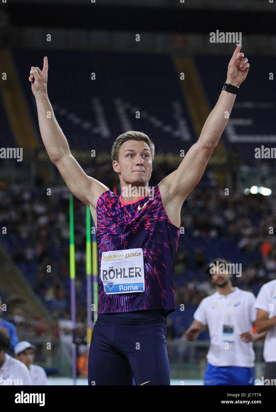 Thomas Rohler (GER) celebrates after winning the javelin with a throw ...