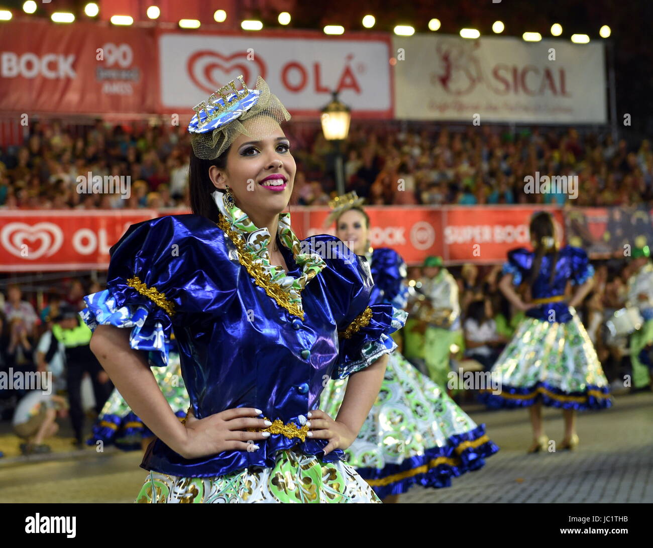 Lisbon, Portugal. 12th June, 2017. Revelers perform during the Saint Anthony's Parade in Lisbon ...