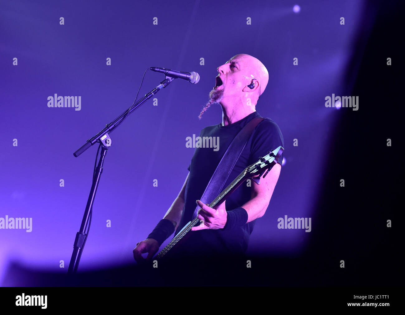 Prague, Czech Republic. 12th June, 2017. Bass guitarist Shavo Odadjian ...