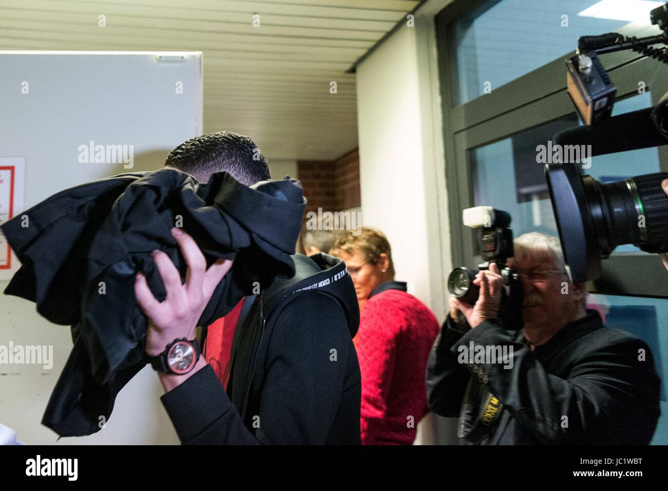 Berlin, Germany. 13th June, 2017. One of the six young men (l) accused ...