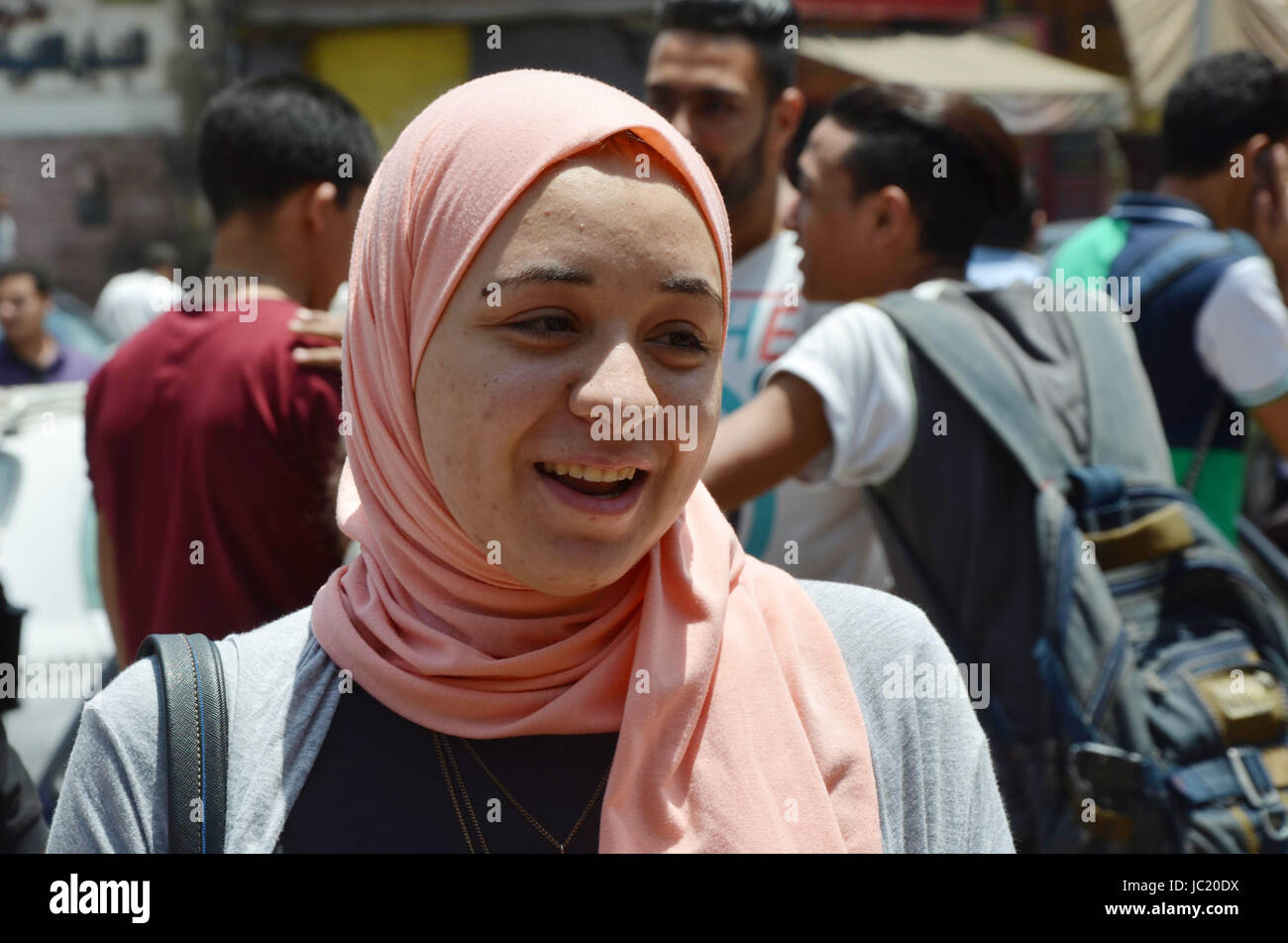 June 12, 2017 - Cairo, Cairo, Egypt - Egyptian students react following a high school exams in ...