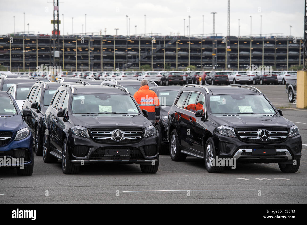 New Mercedes Benz cars can be seen at the car terminal of the BLG ...
