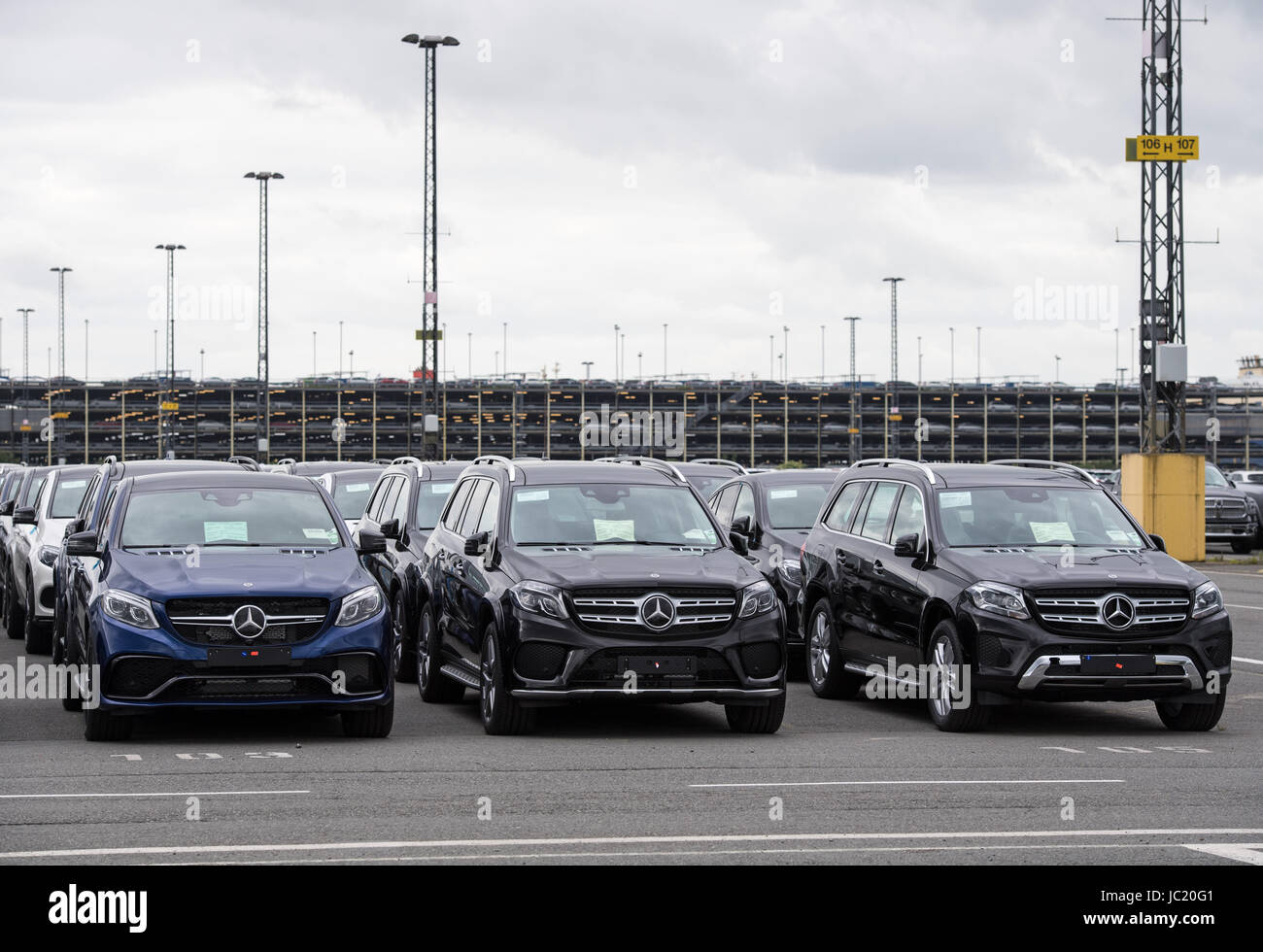 New Mercedes Benz cars can be seen at the car terminal of the BLG ...