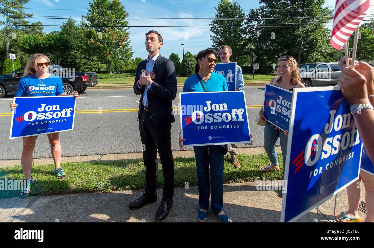 Marietta, Georgia, USA. 13th June, 2017. JON OSSOFF, the Democratic ...