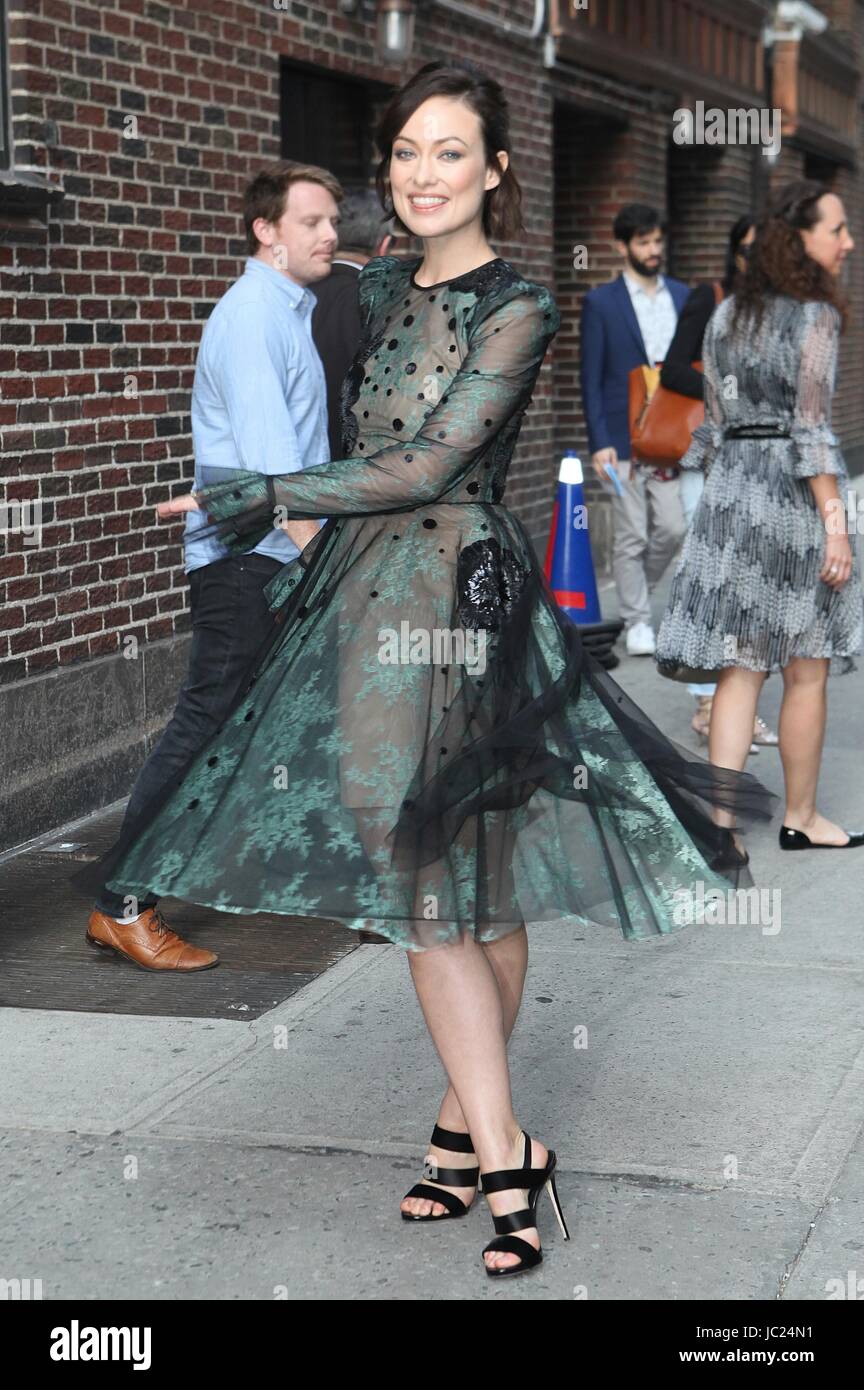 New York, NY, USA. 13th June, 2017. Olivia Wilde arrives at The Late ...