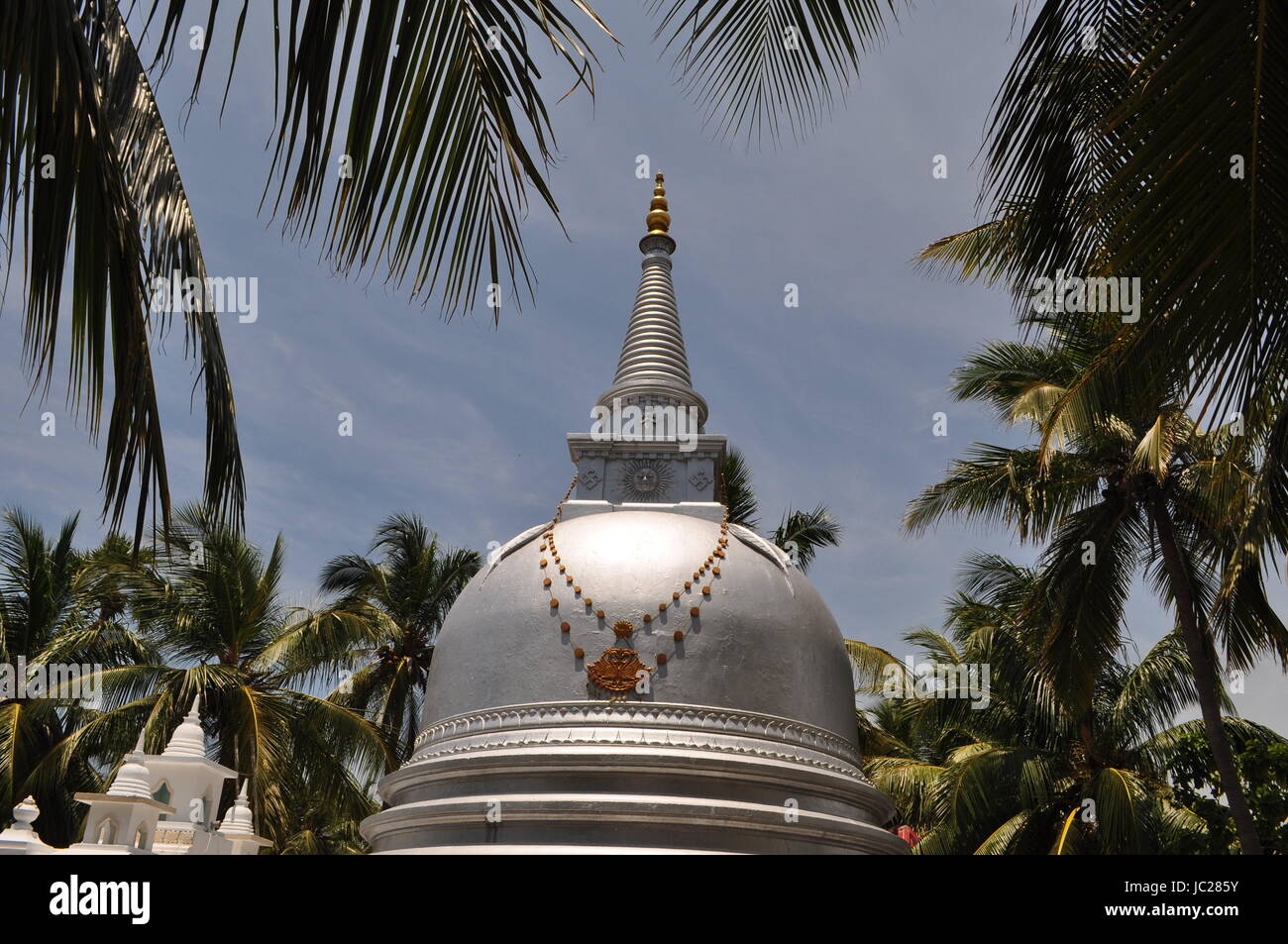 Buddhist Stupa under palm trees on Nainativu island near Jaffna in Indian Ocean, Sri Lanka ...