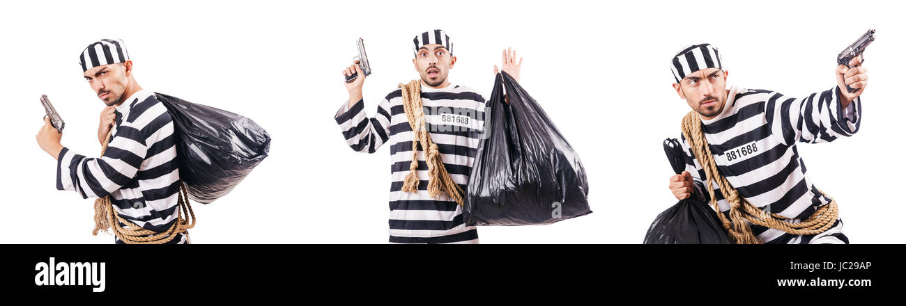 Convict criminal in striped uniform Stock Photo - Alamy