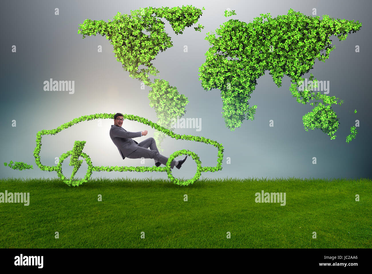 Electric car concept in green environment concept Stock Photo - Alamy