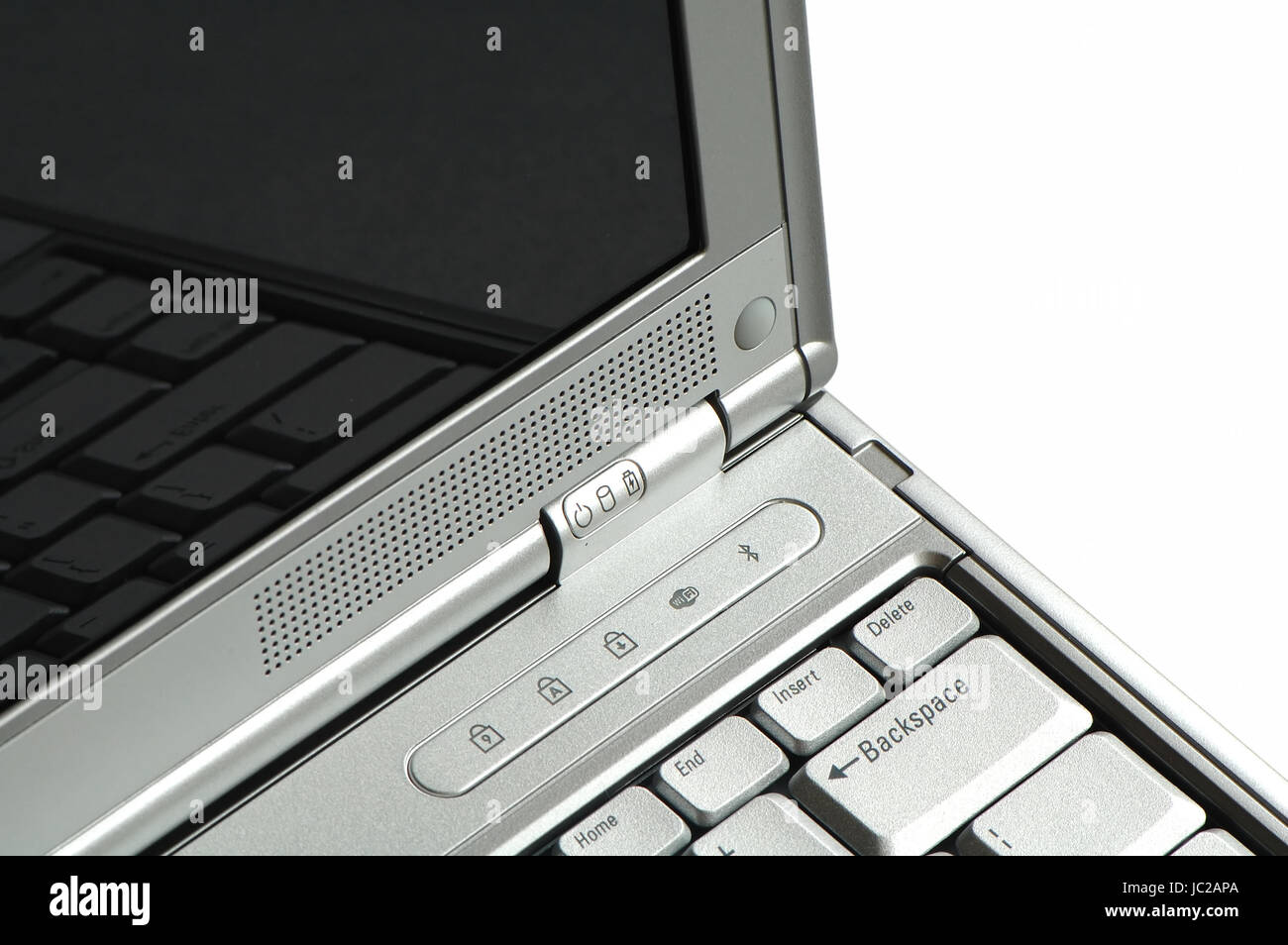 Close up of laptop computer over white background Stock Photo - Alamy