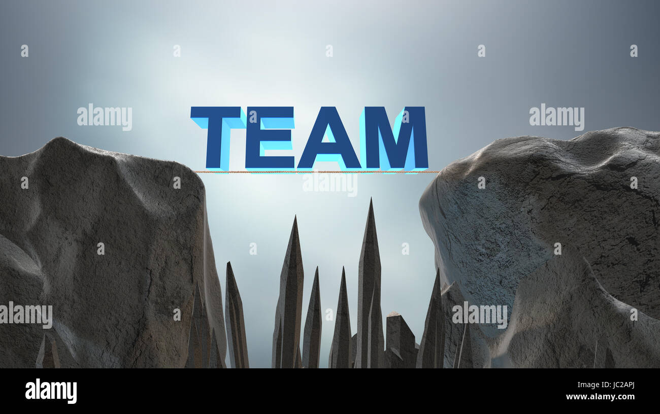 Teamwork concept with team bridge 3d rendering Stock Photo - Alamy