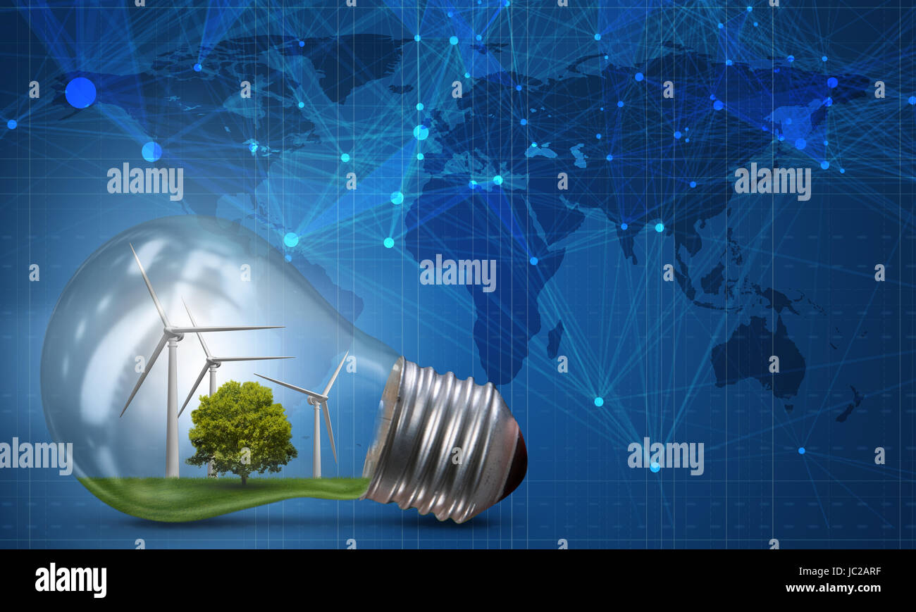 Lightbulb in alternative energy concept - 3d rendering Stock Photo - Alamy