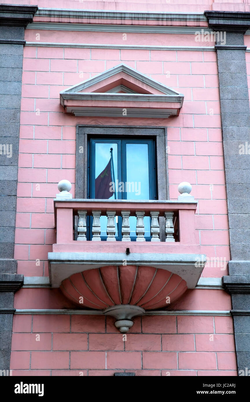 The small balcony and window of antique house Stock Photo - Alamy
