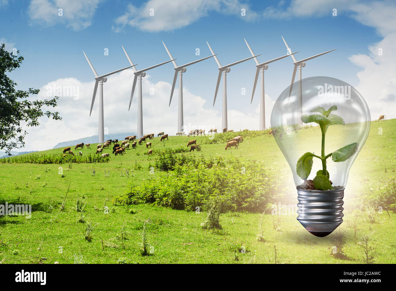 Alternative energy concept with windmills Stock Photo - Alamy