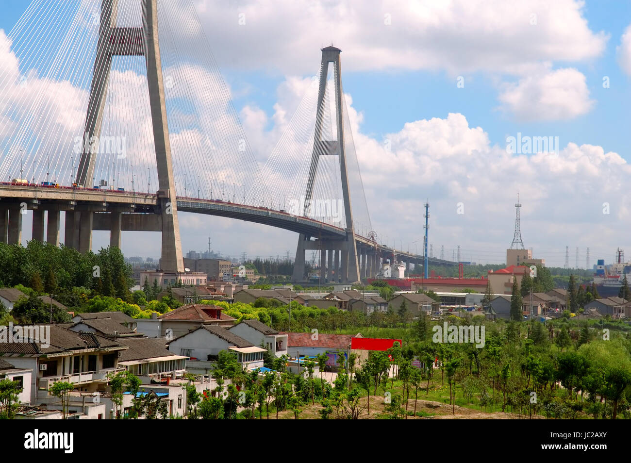 The panorama of Xu Pu bridge in Shanghai, China Stock Photo - Alamy