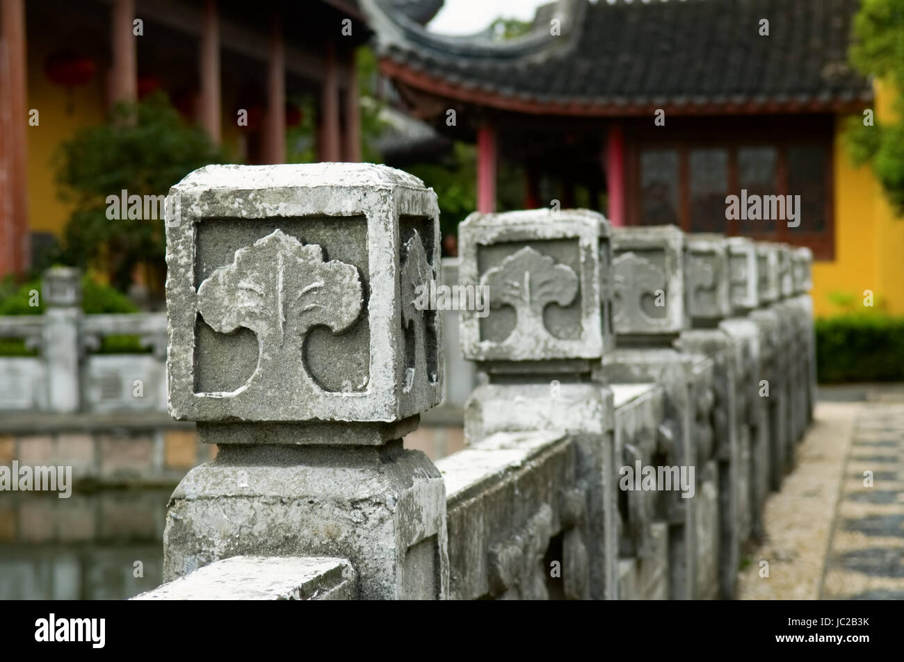 The close up view of stone carved handrail at Chinese temple Stock ...