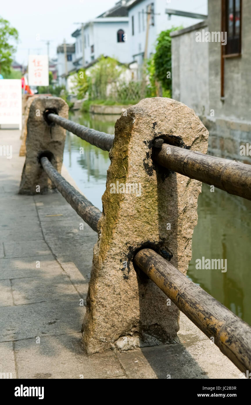 The close up view of stone carved fence at Chinese watertown Stock ...