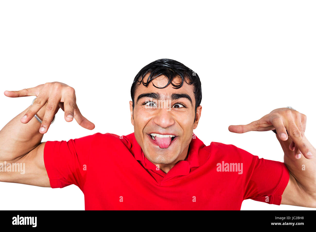 Man Mocking Teasing Tongue Face Gesturing hands Stock Photo - Alamy